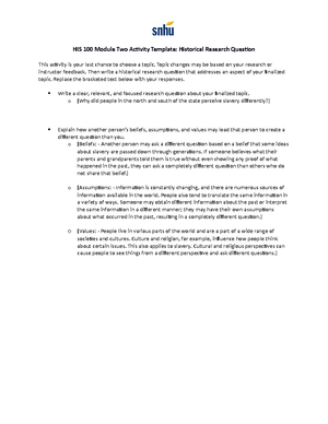 HIS 100 Module 1-2 Activity - HIS 100 Module One Activity Template ...