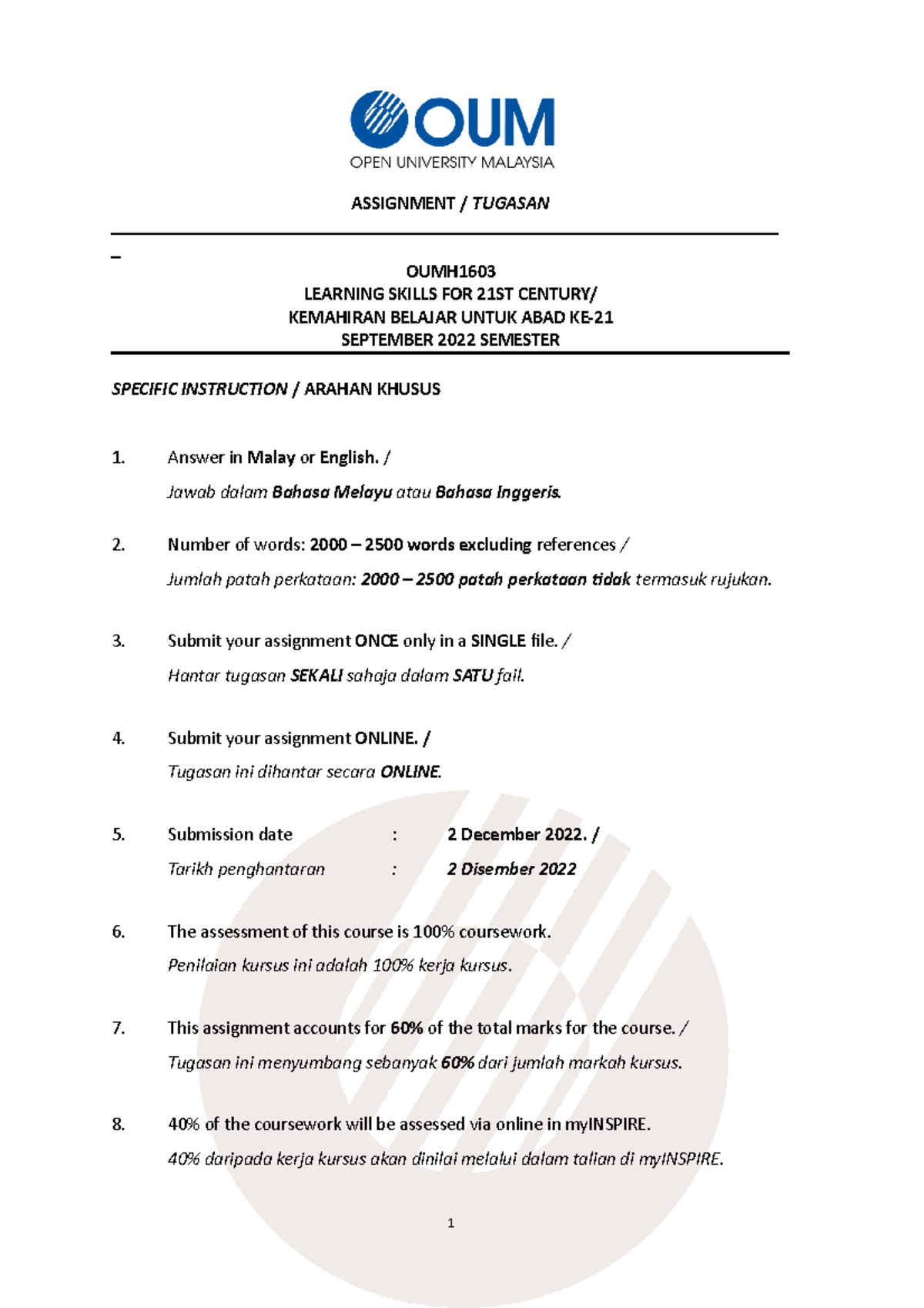 1. Learning Skill For 21st Century - ASSIGNMENT / TUGASAN - Studocu