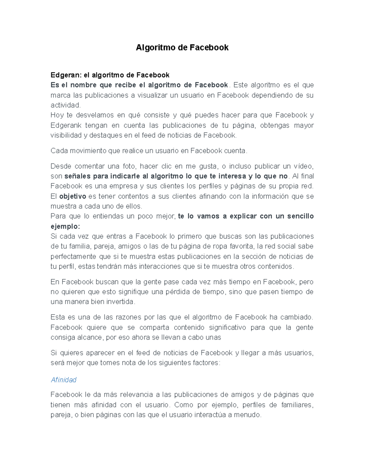 Algoritmo de Facebook como funciona - Algoritmo de Facebook Edgeran: el ...