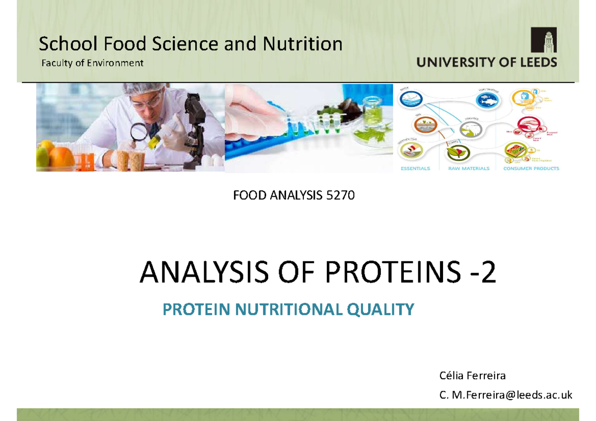3 Analysis of proteins 2 - School Food Science and Nutrition Faculty of ...