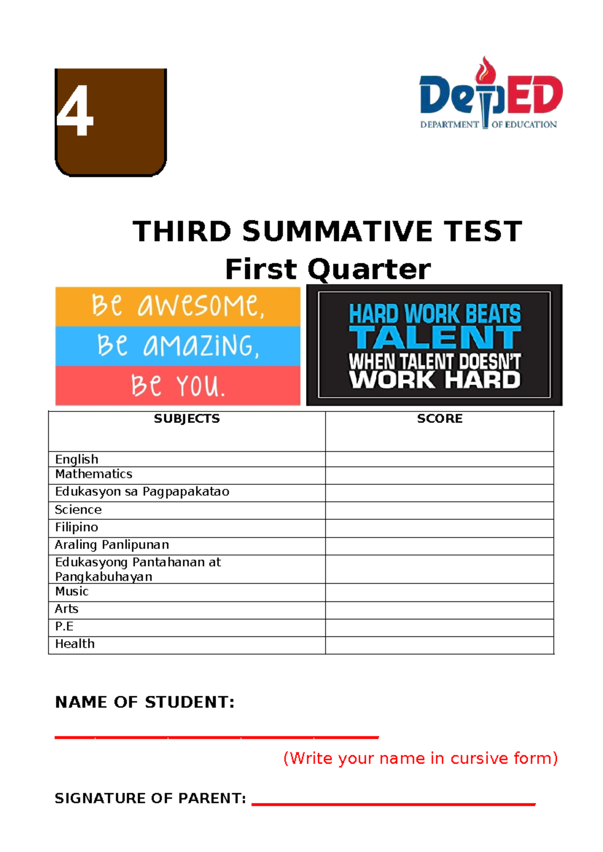 3rdsum-fi RSTQ - Summative Test - THIRD SUMMATIVE TEST First Quarter ...