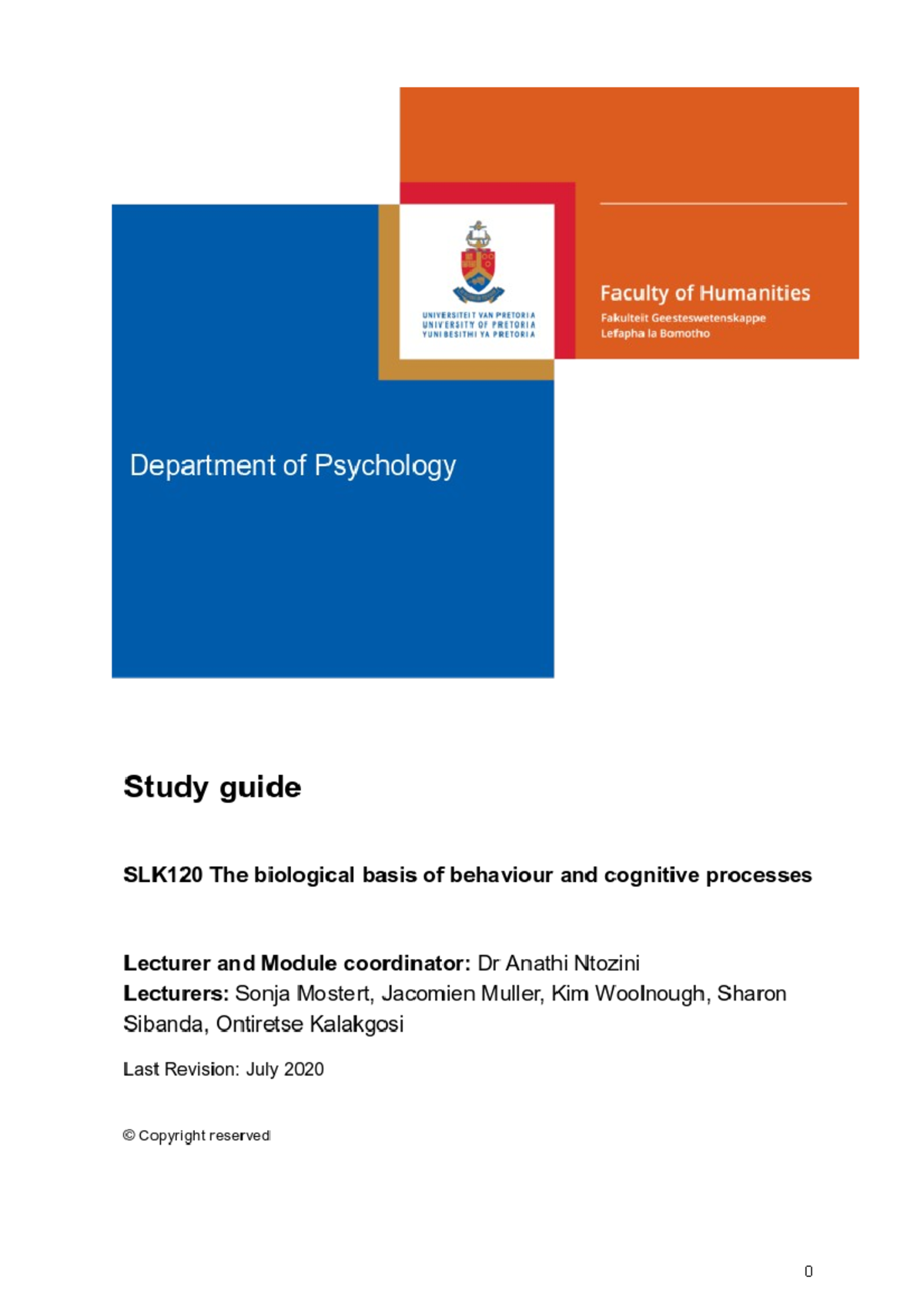 SLK120 Study guide 2020 - Table of Contents 1 - Studocu