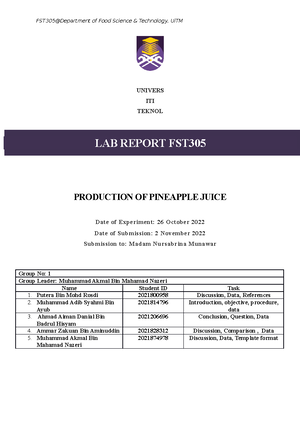 Lab Report FST528 - Production of canned chicken curry - FST 528 FOOD ...