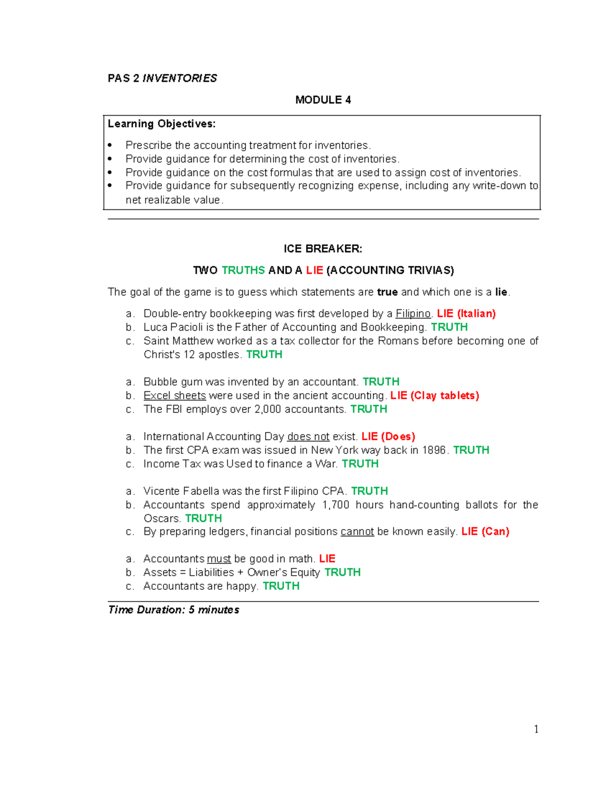 PAS 2 Inventories - Narrative Report - PAS 2 INVENTORIES MODULE 4 ...