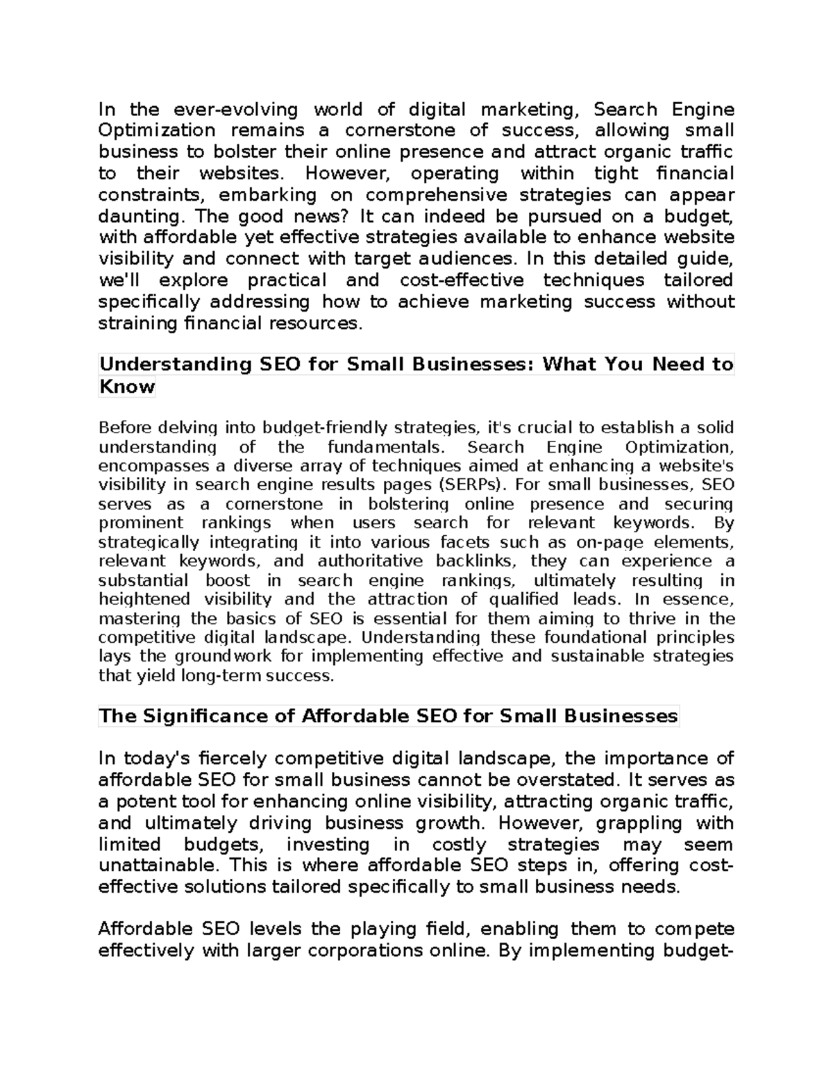 SEO on a Budget - In the ever-evolving world of digital marketing ...