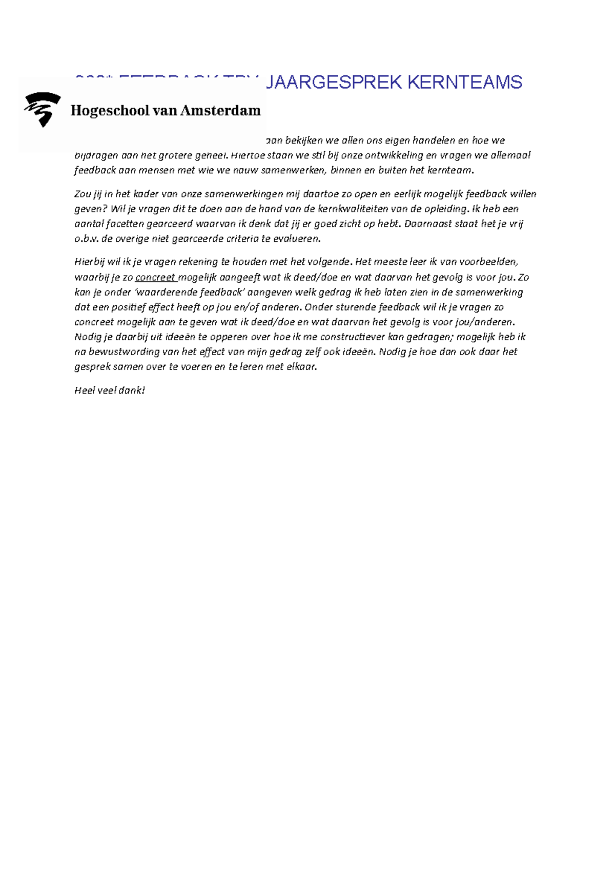 360 graden feedback formulier - kernteam jaargesprek - Ineke (Bilal ...