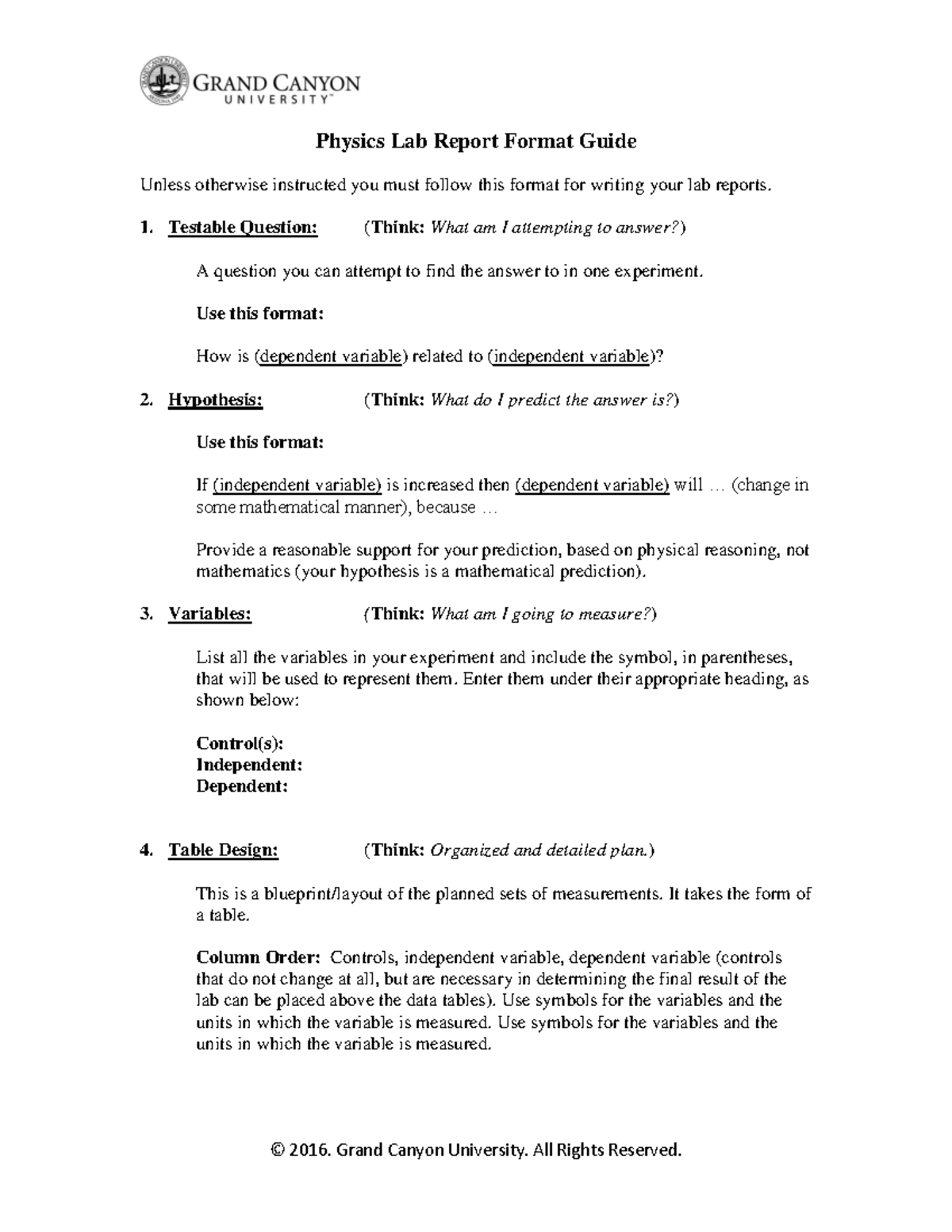 PHY-111-Lab 1-Measurements - Physics Lab Report Format Guide Unless ...