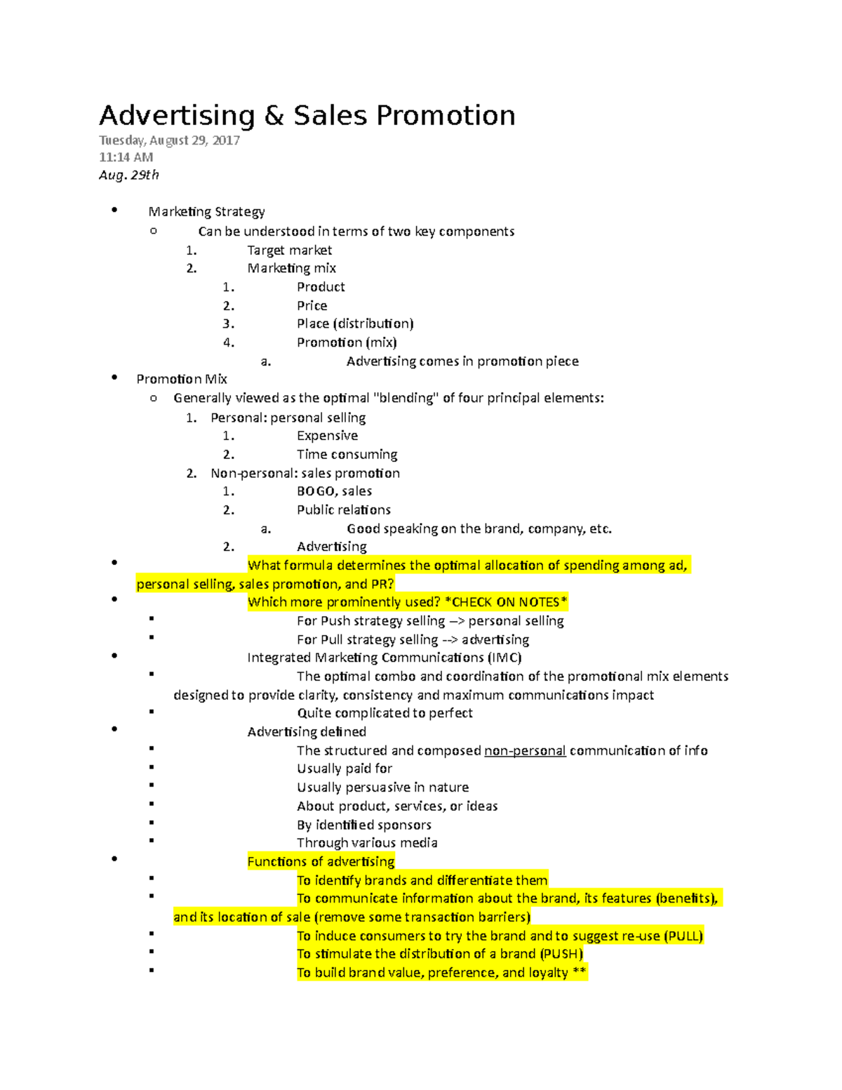 Advertising & Sales Promotion Notes - Advertising Sales Promotion ...