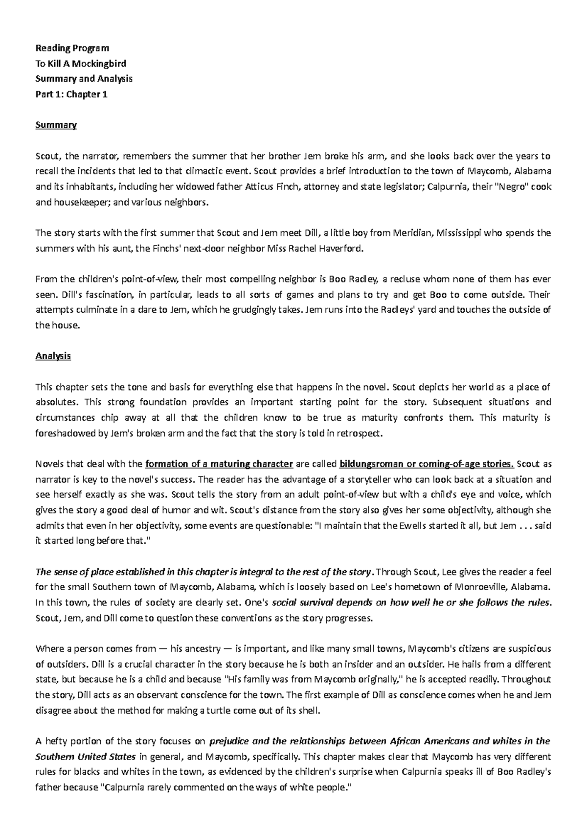 Reading Program - Scout provides a brief introduction to the town of ...