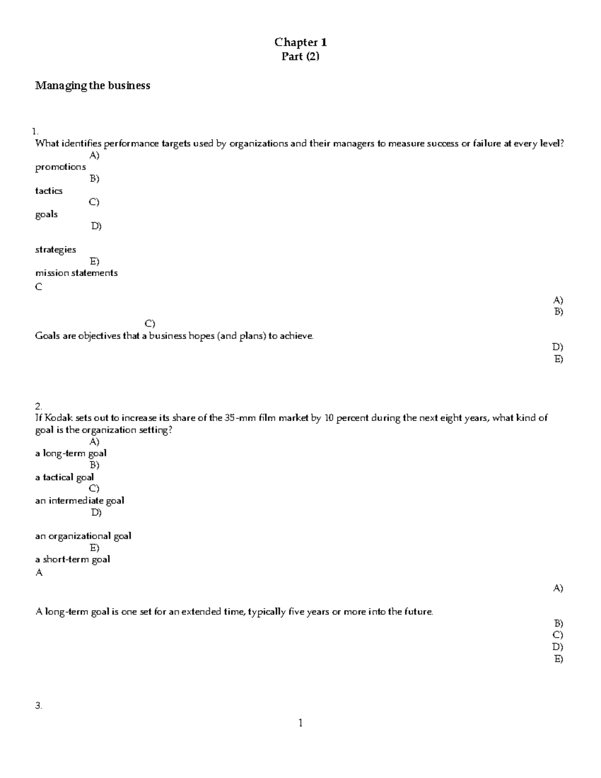 Chapter 1 Part (2) with answers - Chapter 1 Part (2) Managing the ...