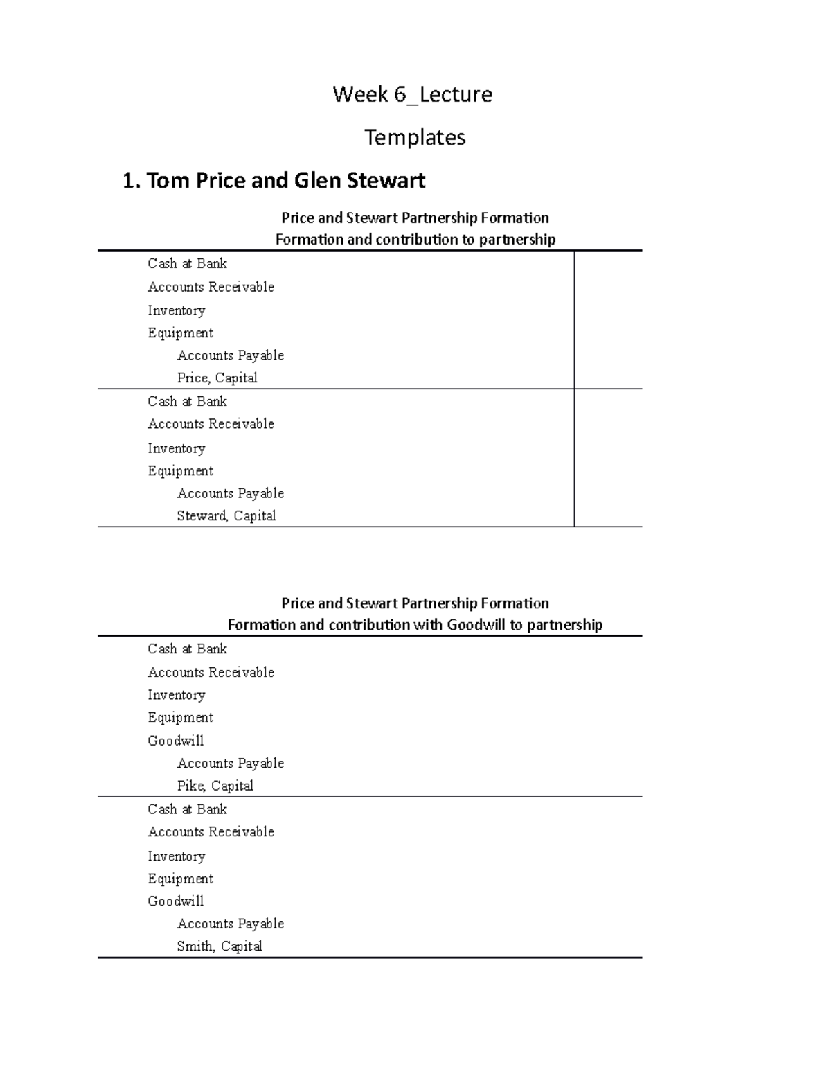 Week 6 Lecture Template - Week 6_Lecture Templates 1. Tom Price and ...
