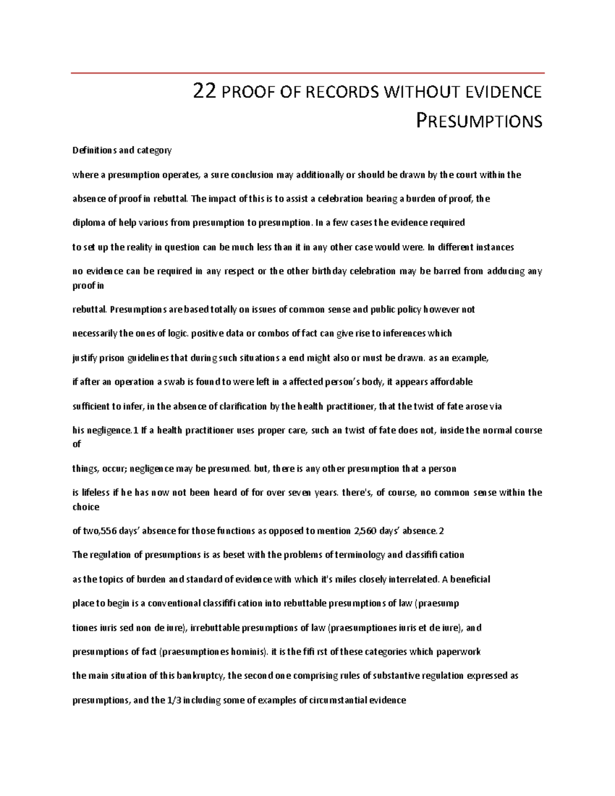 22 proof of records without evidence Presumptions - 22 PROOF OF RECORDS ...