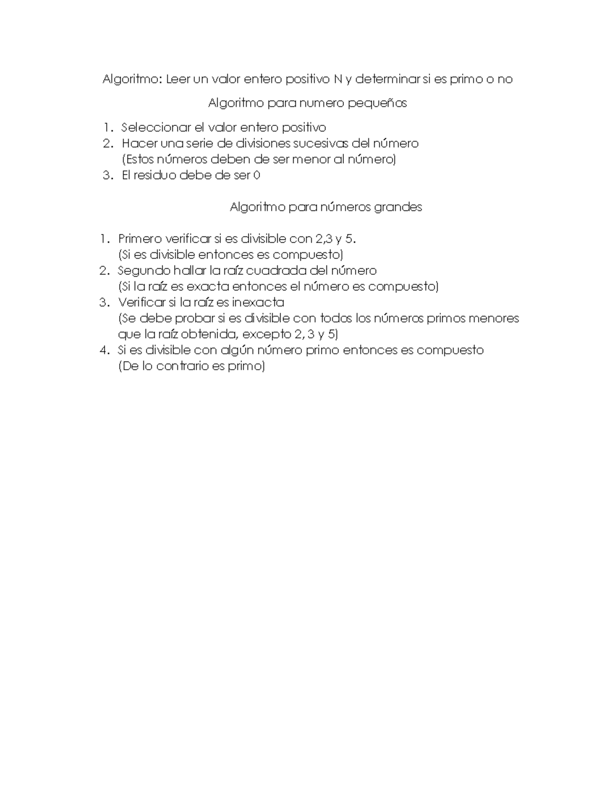 Algoritmode numeroprimo - Algoritmo: Leer un valor entero positivo N y ...