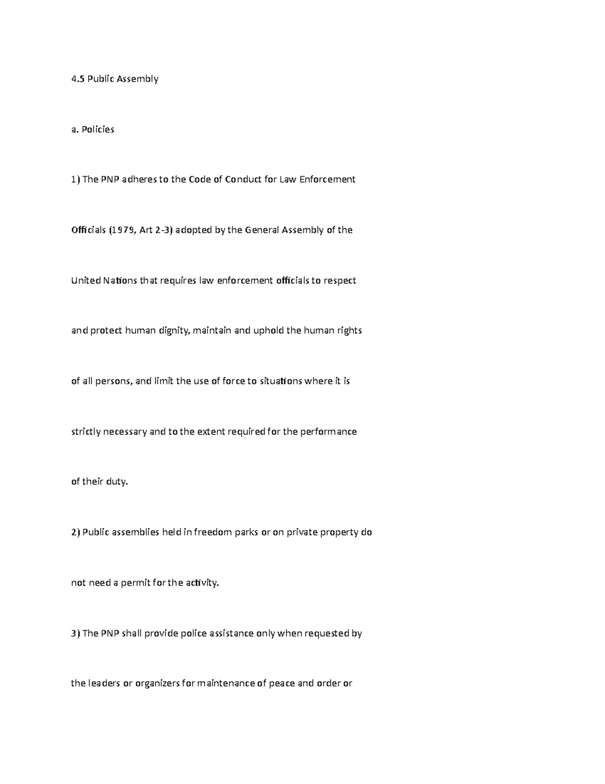 Cute - For educational purpose only - 4 Public Assembly a. Policies The ...