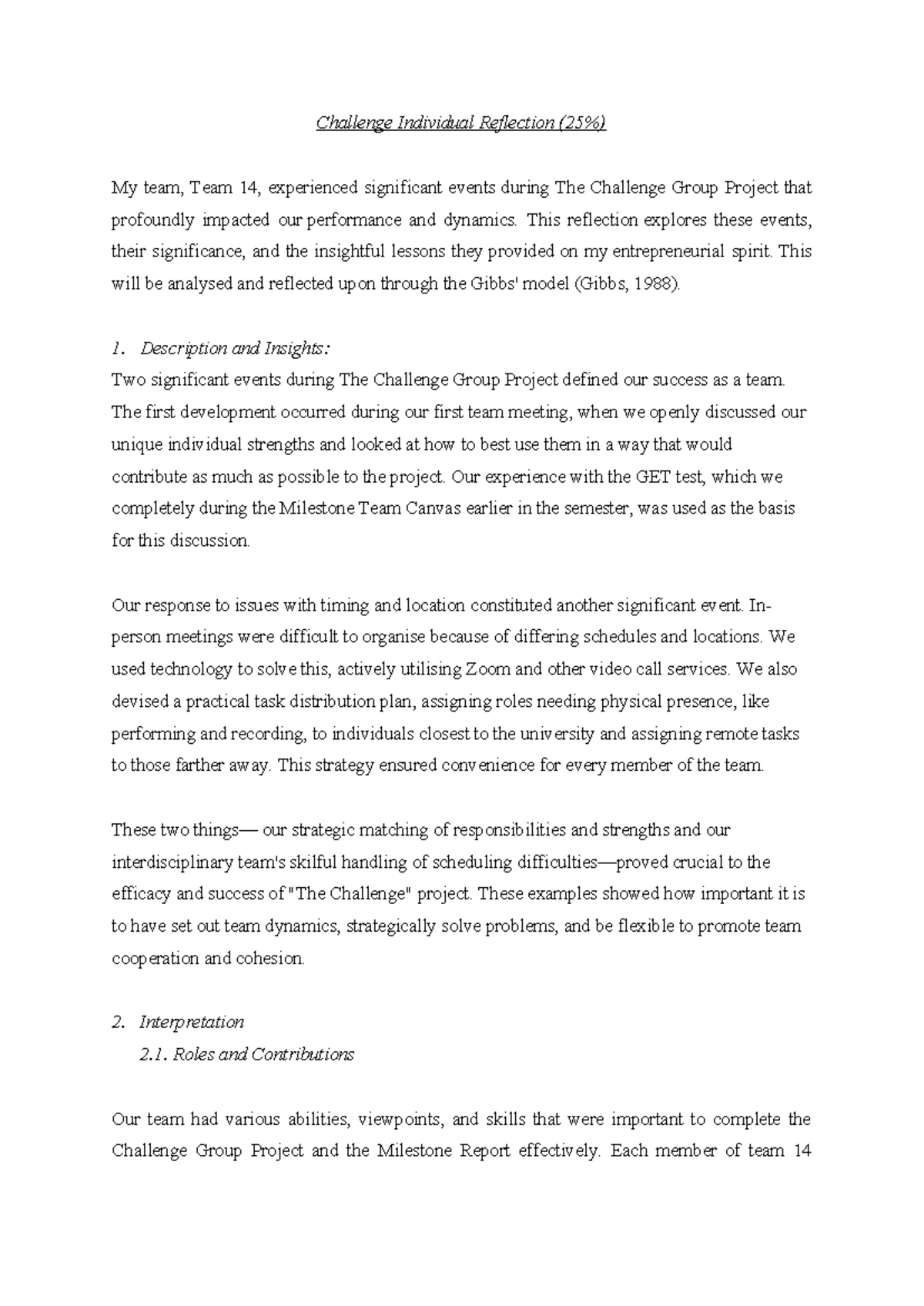 Challenge Individual Reflection (25%) - Tania Kumar - Challenge ...