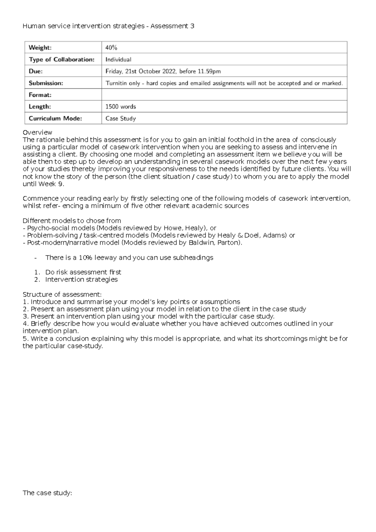 Document (11) - assessment 3 - Human service intervention strategies ...