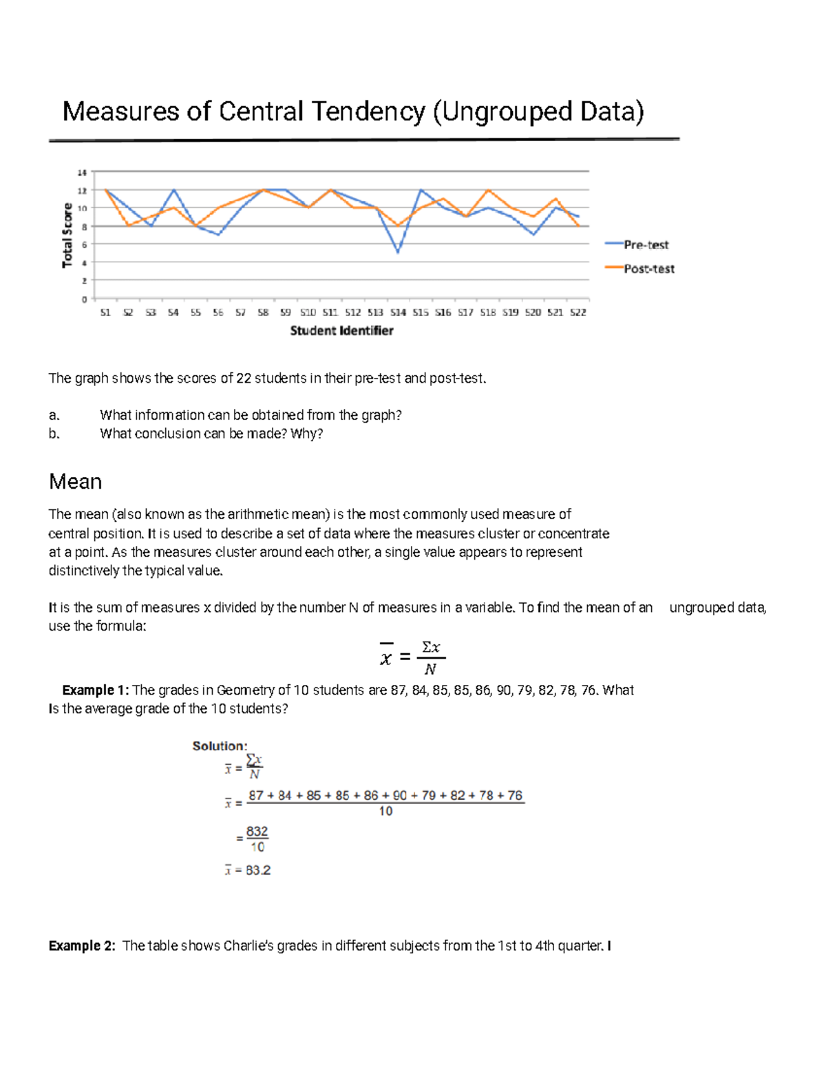 Measures of Central Tendency ASLE1 - Measures of Central Tendency ...