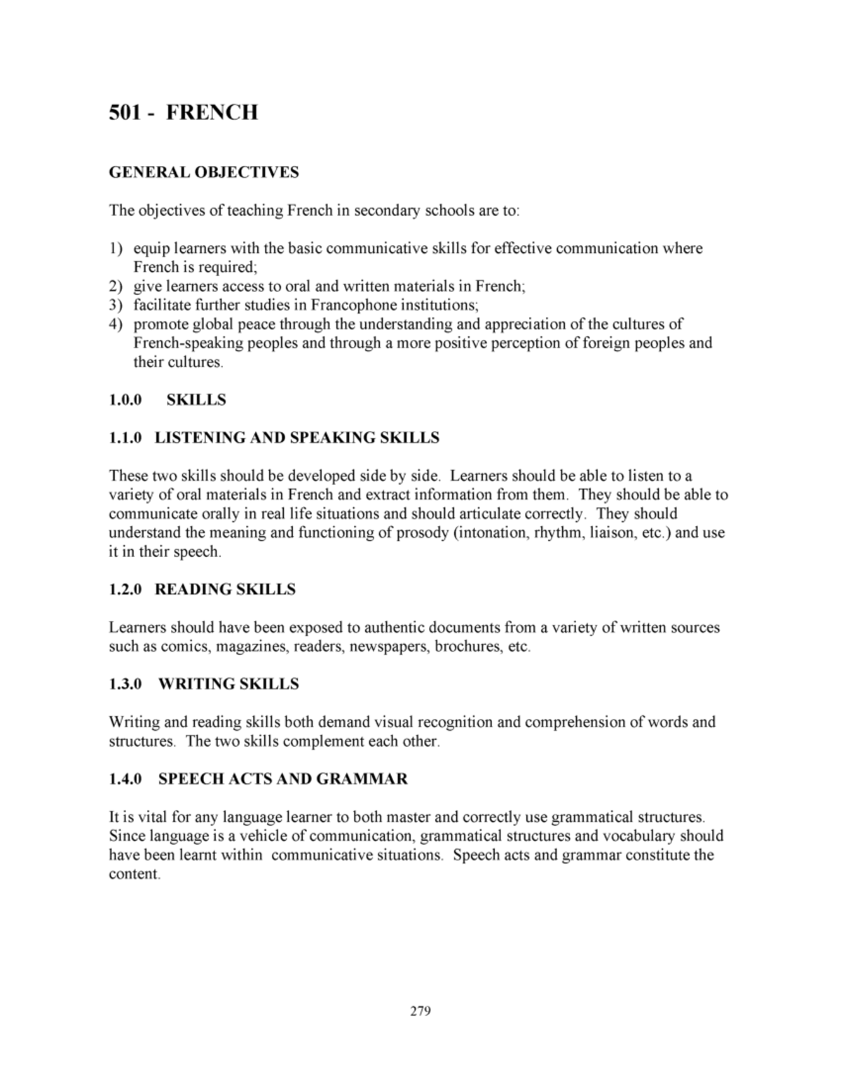 French- Syllabus - ttt - 501 - FRENCH GENERAL OBJECTIVES The objectives ...