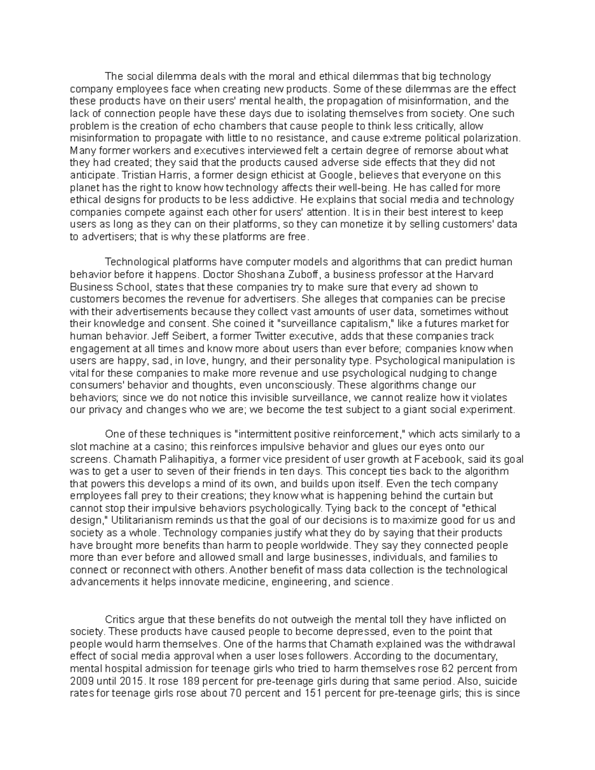 Social Dilemma Essay The Social Dilemma Deals With The Moral And