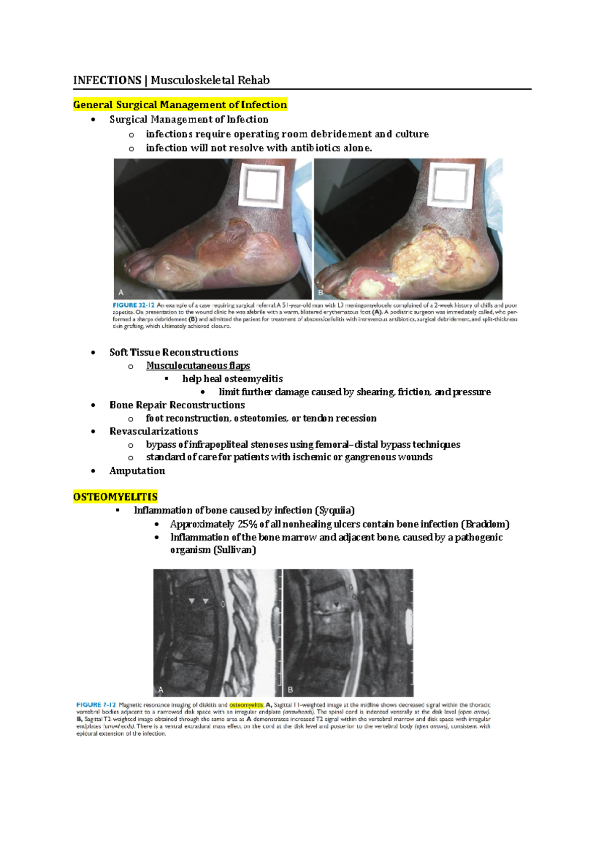 Infections Notes on MSK - INFECTIONS | Musculoskeletal Rehab General ...