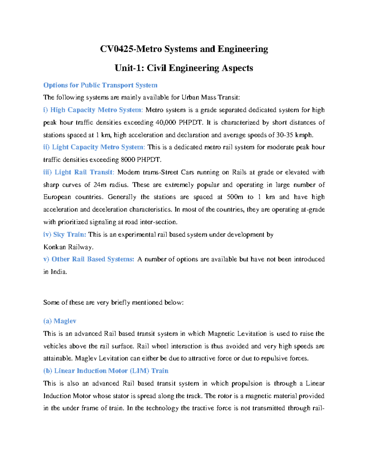 Metro- Systems-AND- Engineering CV0425 OE-5 UNIT-1 - CV0425-Metro ...