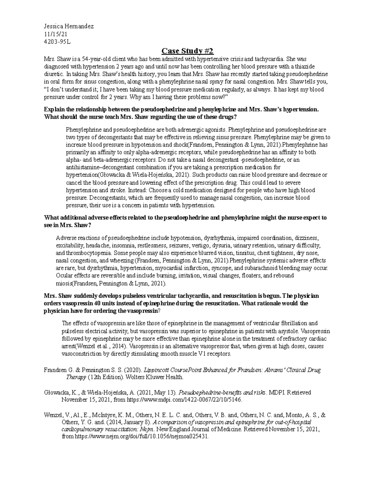 Case study Pharm - Jessica Hernandez 11/15/ 4203-95L Case Study Mrs ...