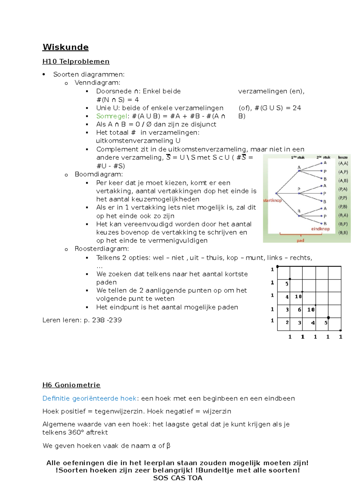 Wiskunde eindexamen - Wiskunde H10 Telproblemen Soorten diagrammen: o ...