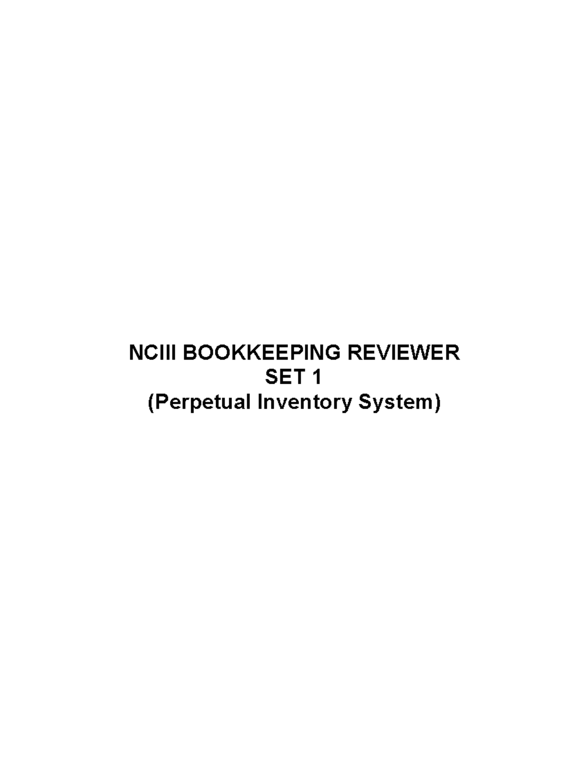 Pdfcoffee nc 3 bookkeeping reviewer - NCIII BOOKKEEPING REVIEWER SET 1 ...