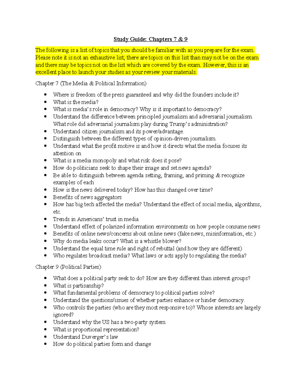 Study Guide Chs. 7 & 9 (WTP 14th ed - Study Guide: Chapters 7 & 9 The ...