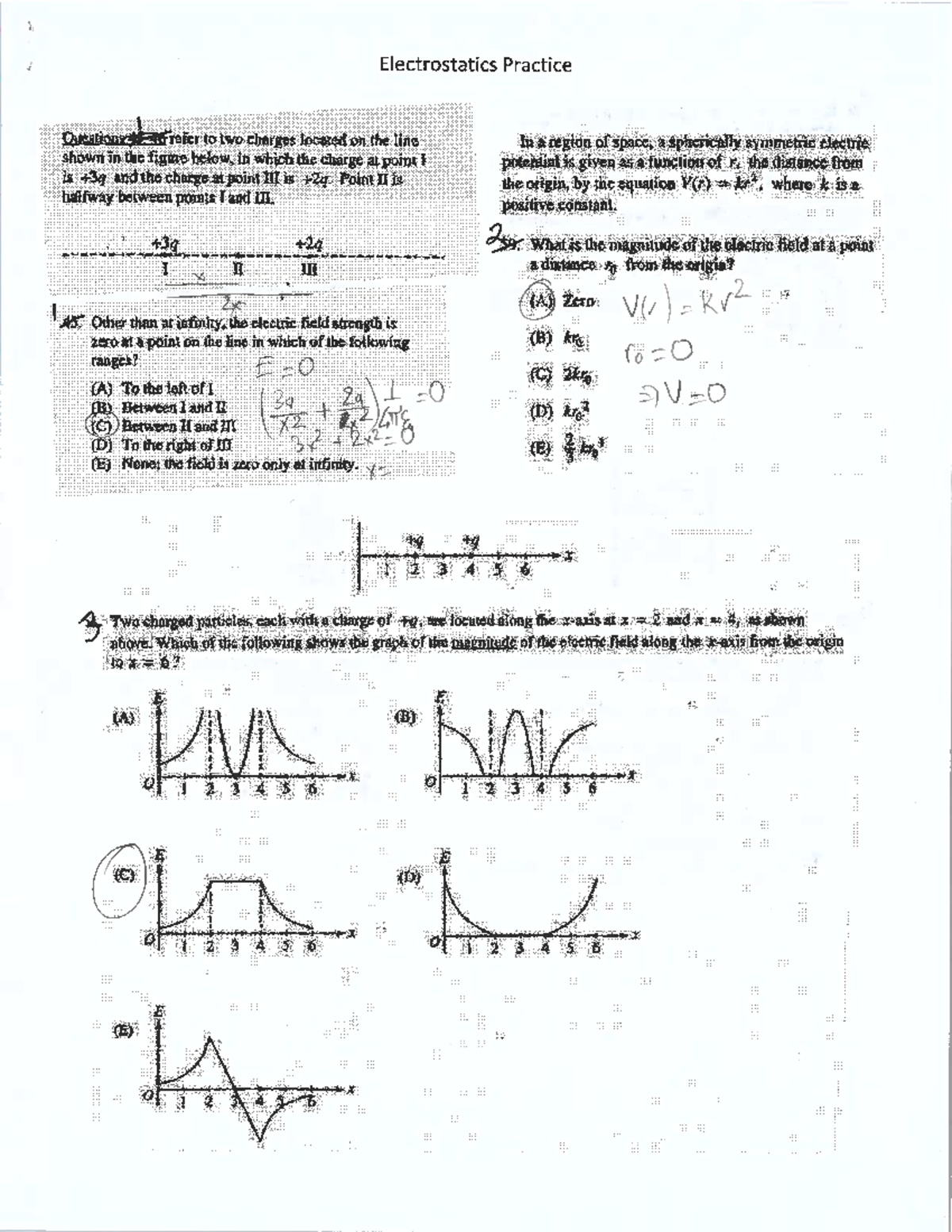 Test 1 practice - Electrostatics Practice Questionna refer to two ...