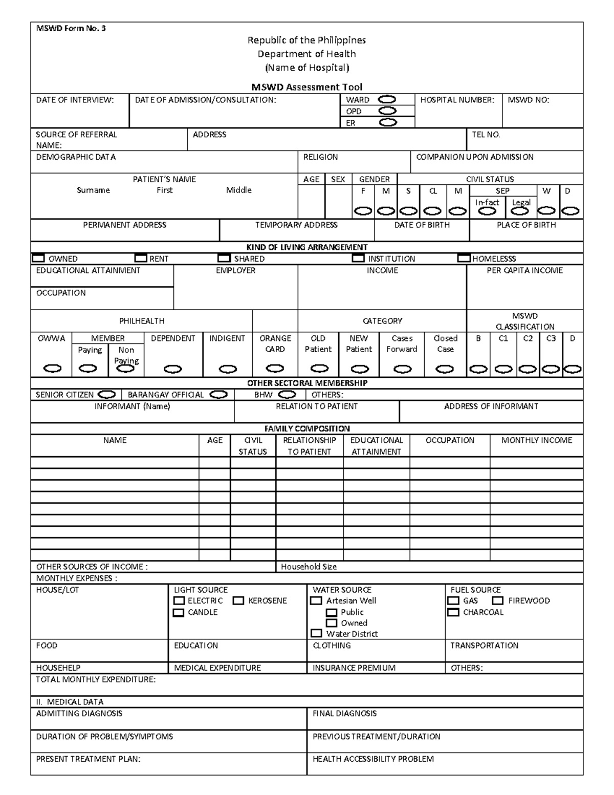 MSWD Form No3 - Sample MS - **MSWD Form No. 3 ** Republic of the ...