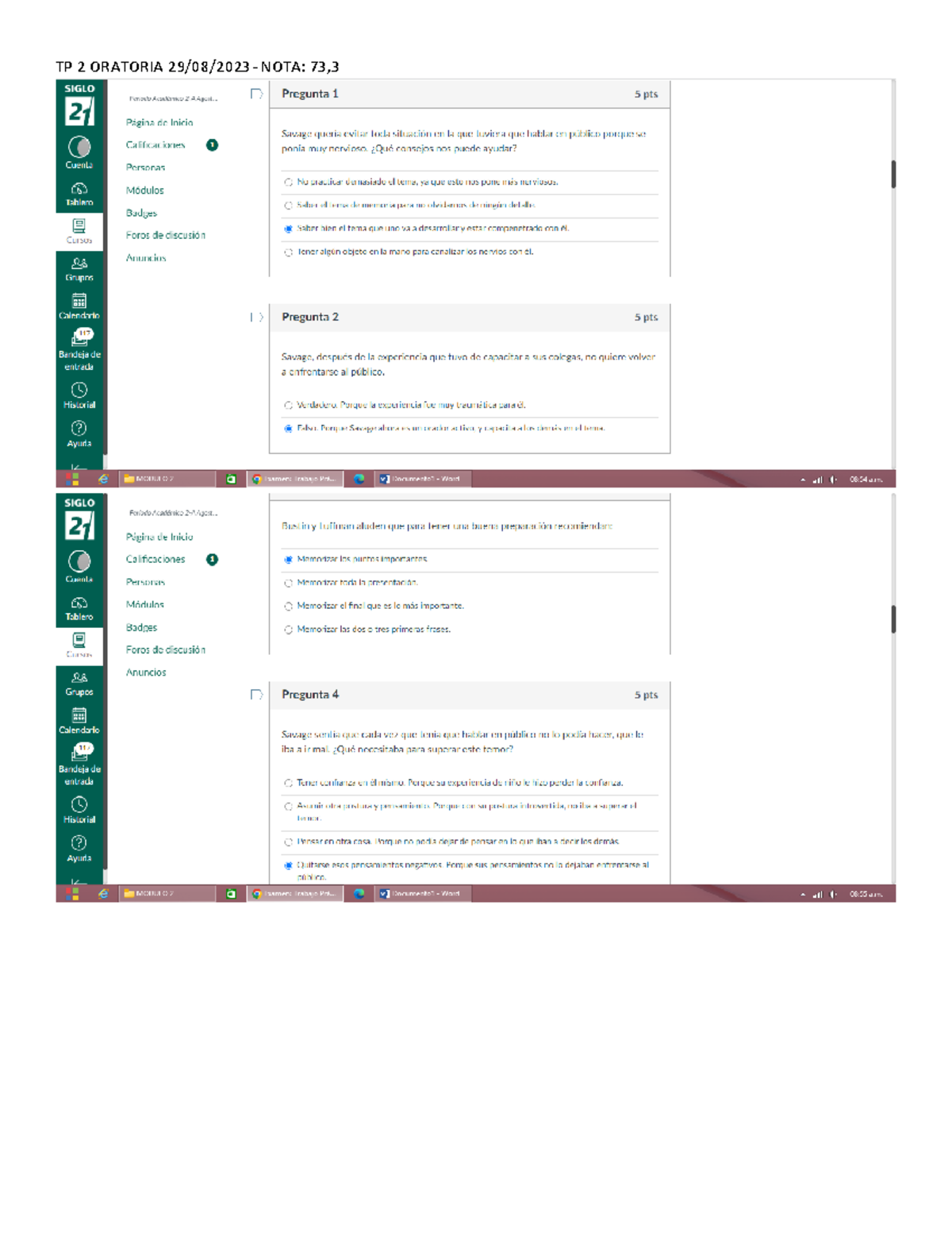 TP 2 Oratoria 29 - TP 2 ORATORIA 29/08/2023- NOTA: 73, - Studocu