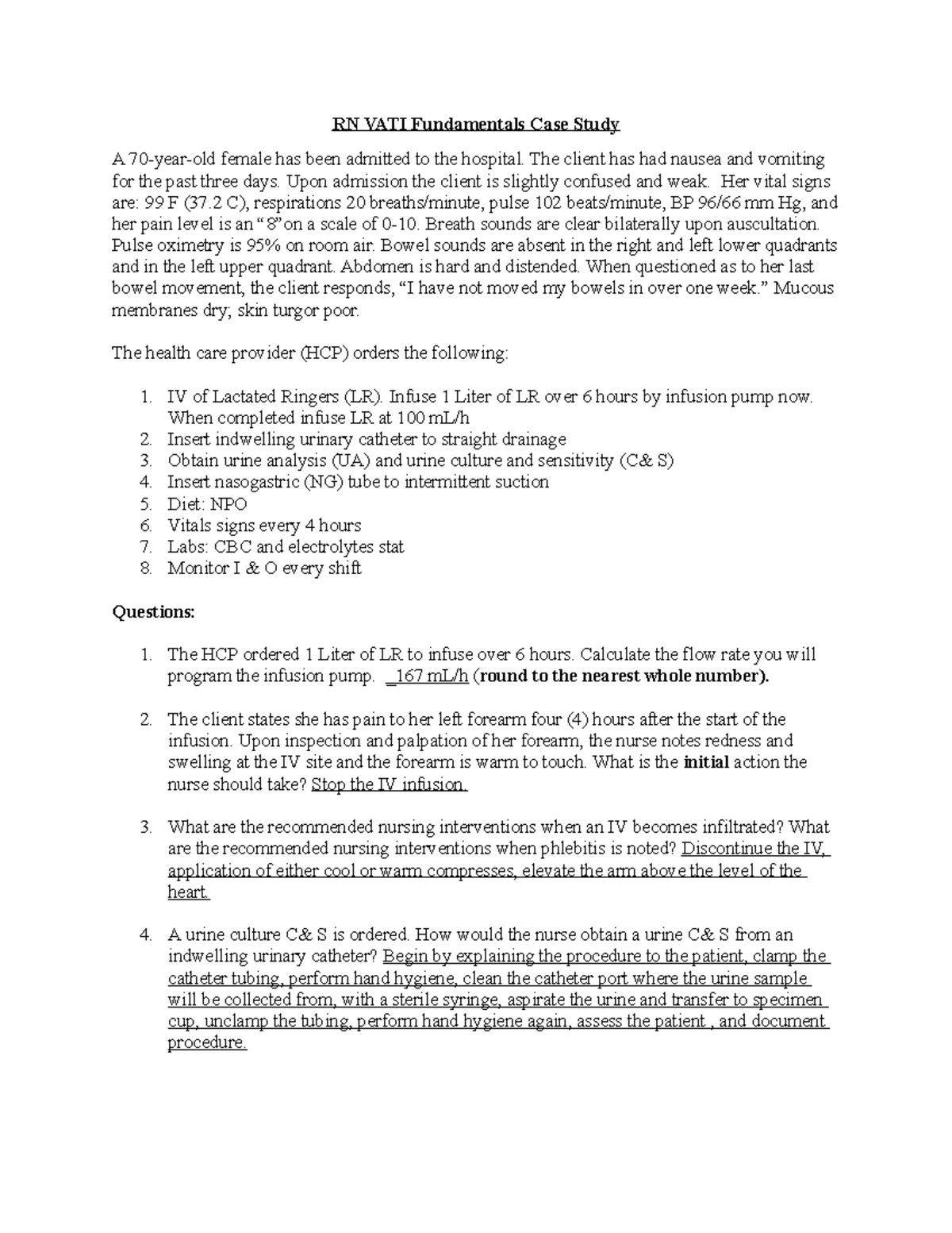 RV VATI Case Studies - Case study assignment - RN VATI Fundamentals ...