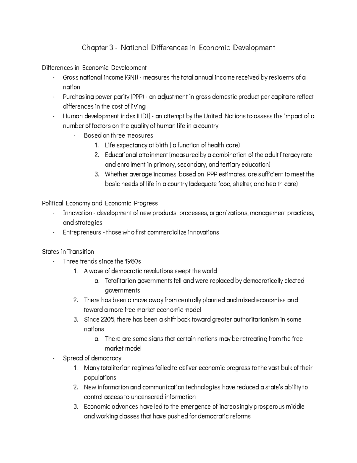 Chapter 3 - National Differences in Economic Development - Chapter 3 ...