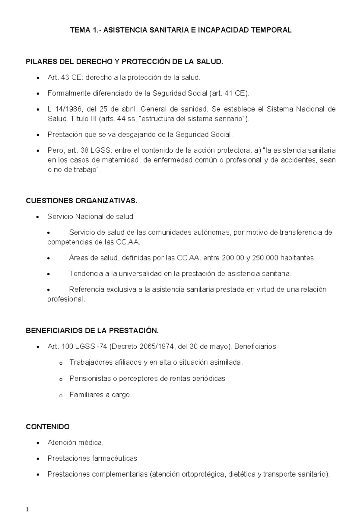 TEMA 1 - Warning: TT: undefined function: 32 TEMA 1.- ASISTENCIA SANITARIA E INCAPACIDAD ...