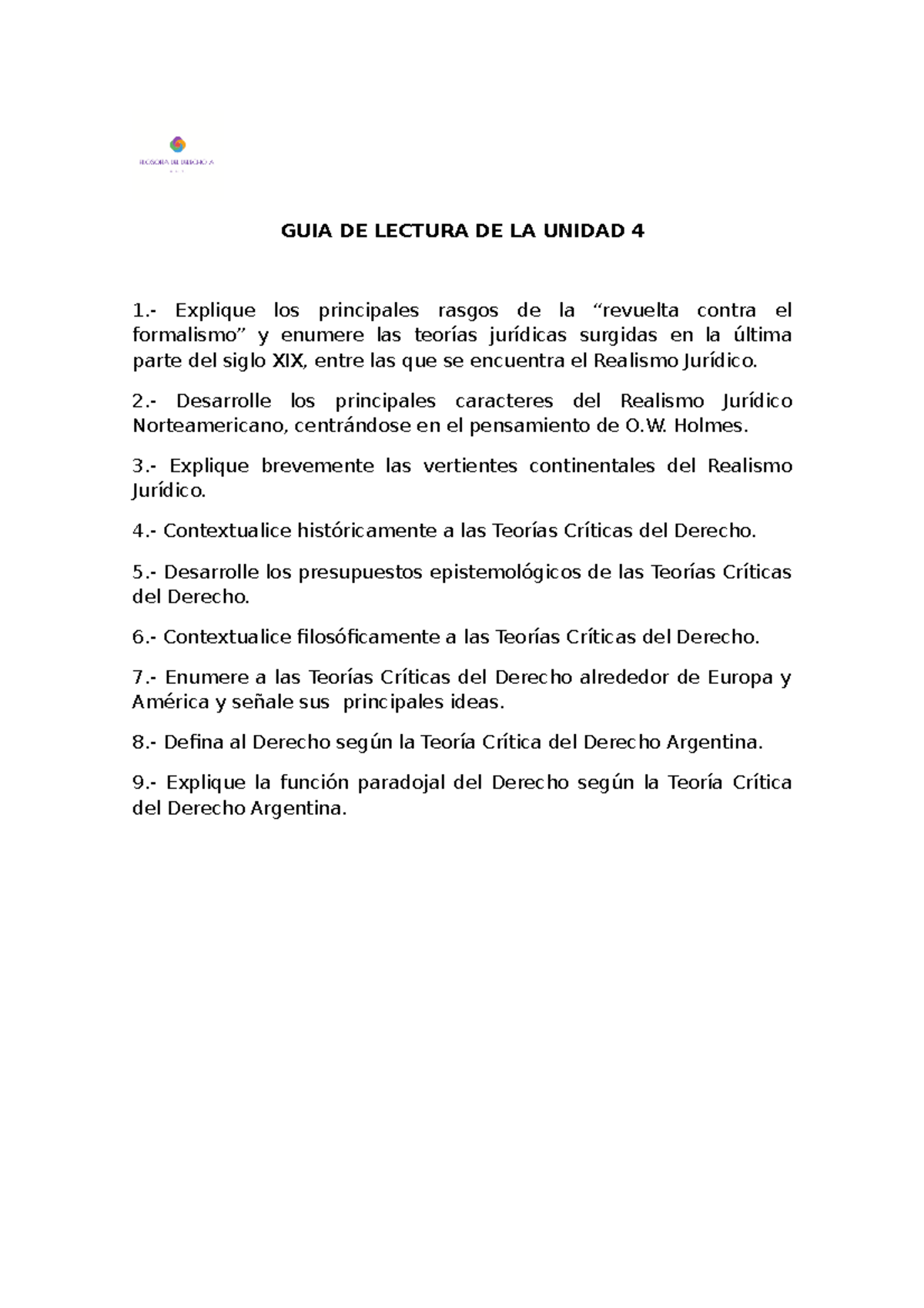 GUIA DE Estudios Unidad 4 - GUIA DE LECTURA DE LA UNIDAD 4 1.- Explique ...