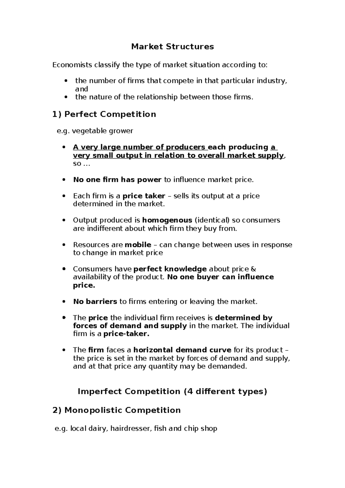 Market Structures - Market Structures Economists classify the type of ...