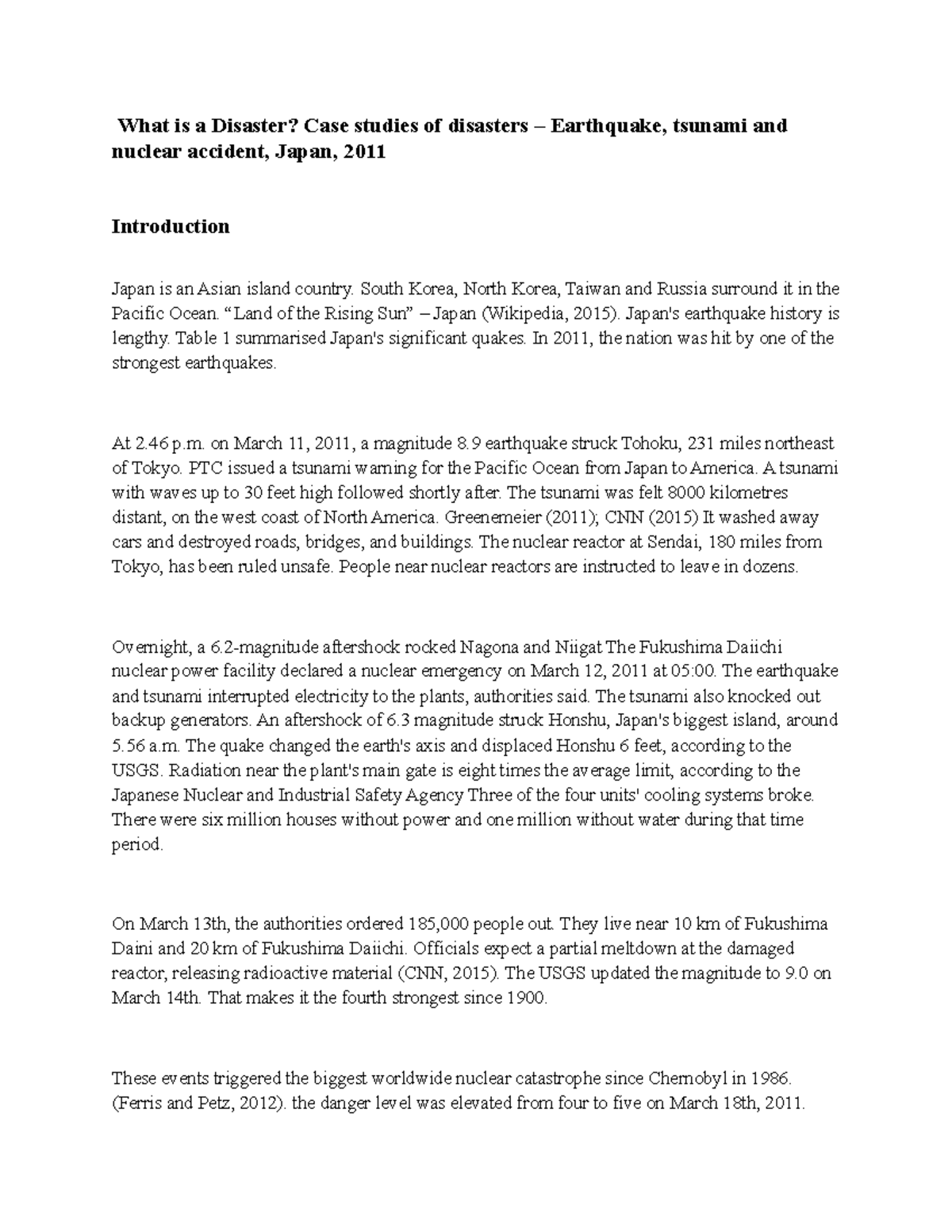 What is a Disaster Case studies of disasters – Earthquake, tsunami and ...