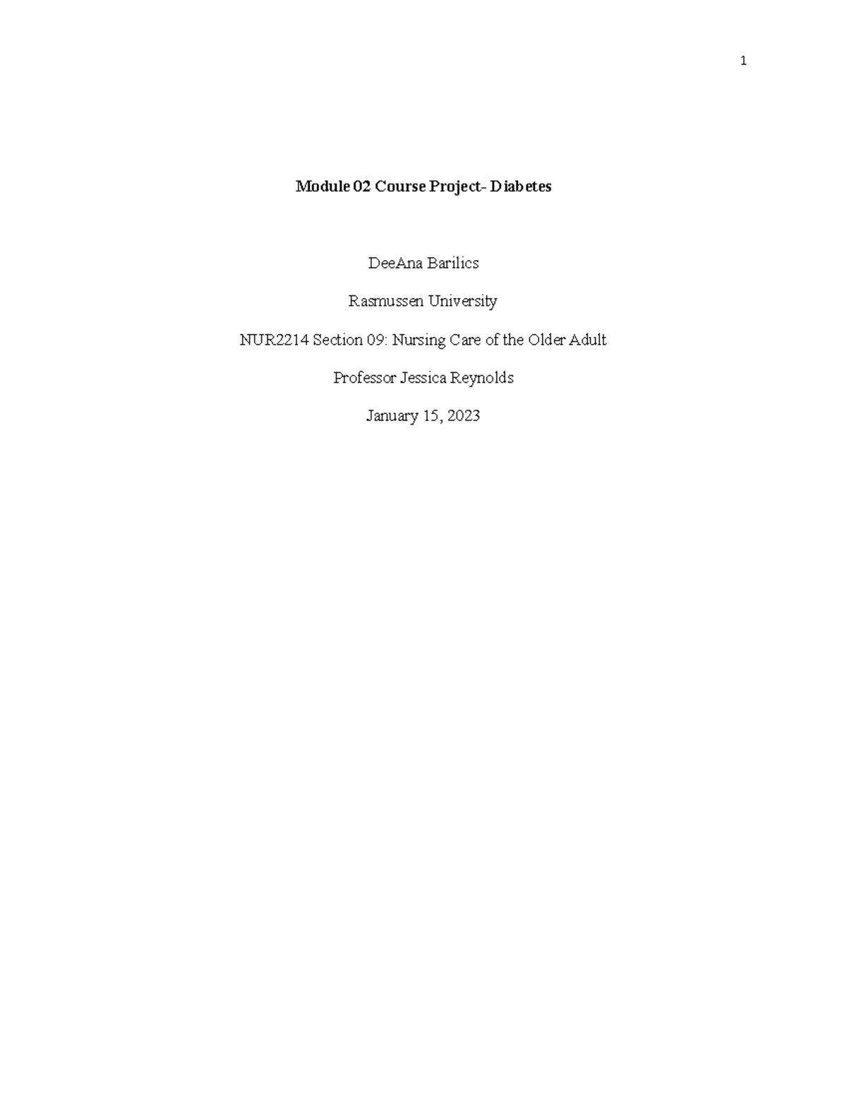 Module 2 Course Project-Diabetes - Module 02 Course Project- Diabetes ...