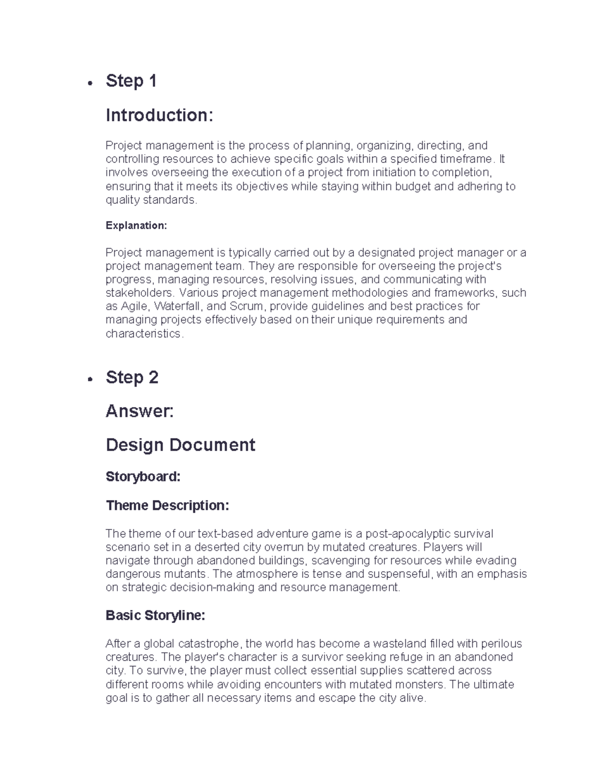 Project 1 IT 140 - Step 1 Introduction: Project management is the process of planning ...