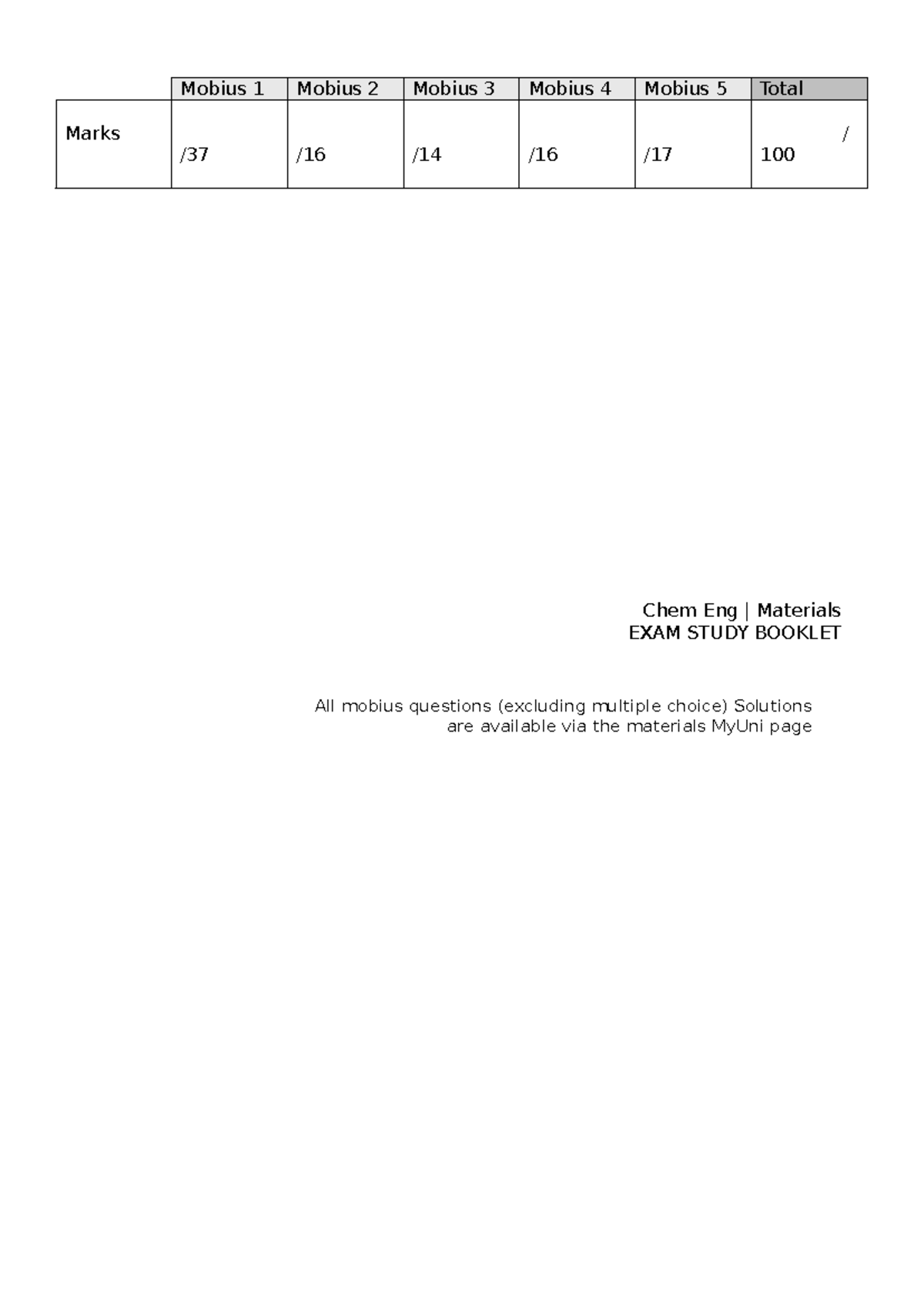 Mobiuspracquestions - set of practice questions for chem exam revision ...