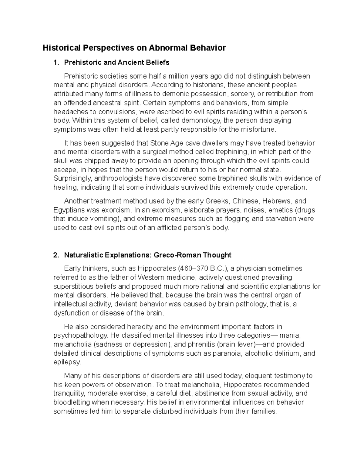 Abpsych MOD1 PT2 - .......................... - Historical Perspectives ...