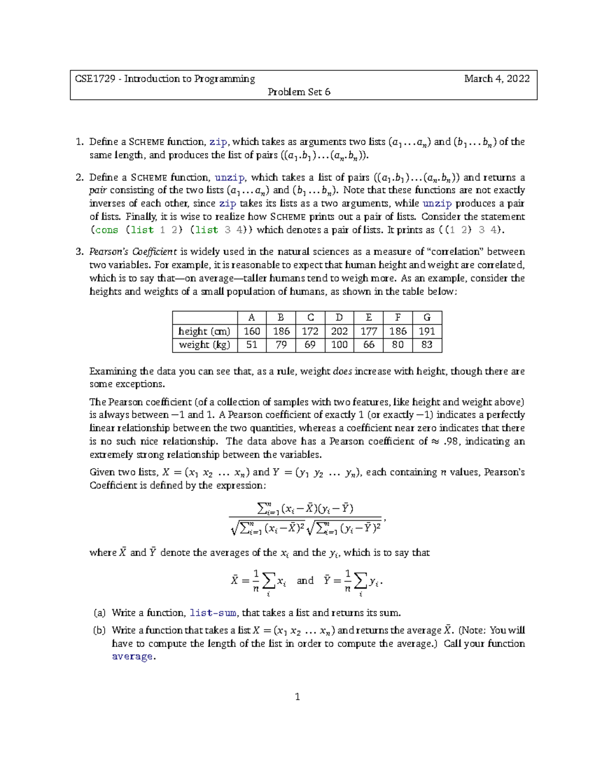 Problem Set 06 Just The Problems Cse1729 Introduction To Programming March 4 2022