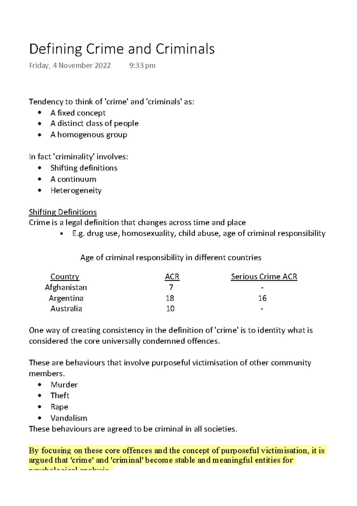 Defining Crime and Criminals - Tendency to think of 'crime' and ...
