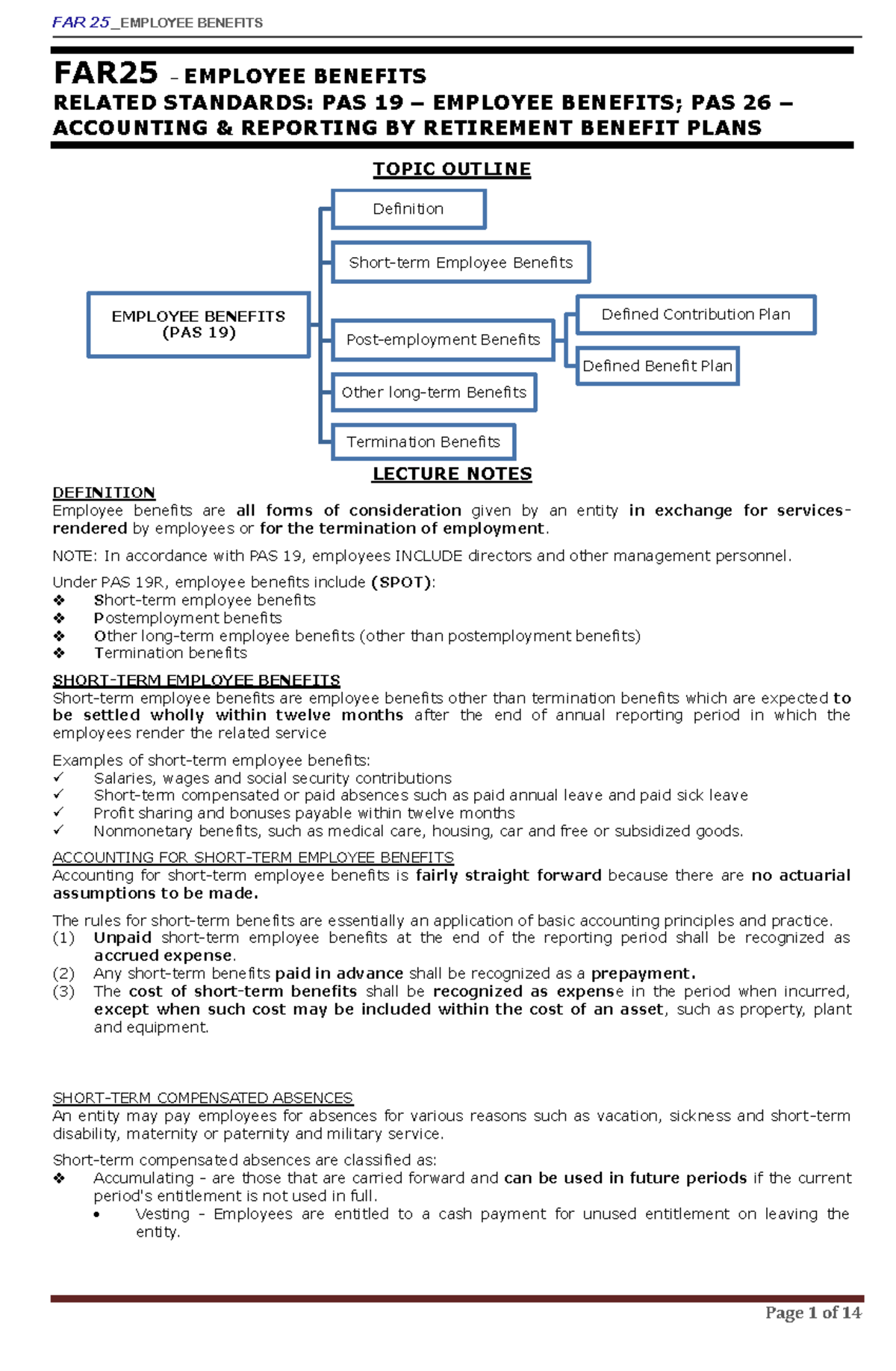 INTERMEDIATE ACCOUNTING FOR EMPLOYEE BENEFITS - FAR25 – EMPLOYEE ...