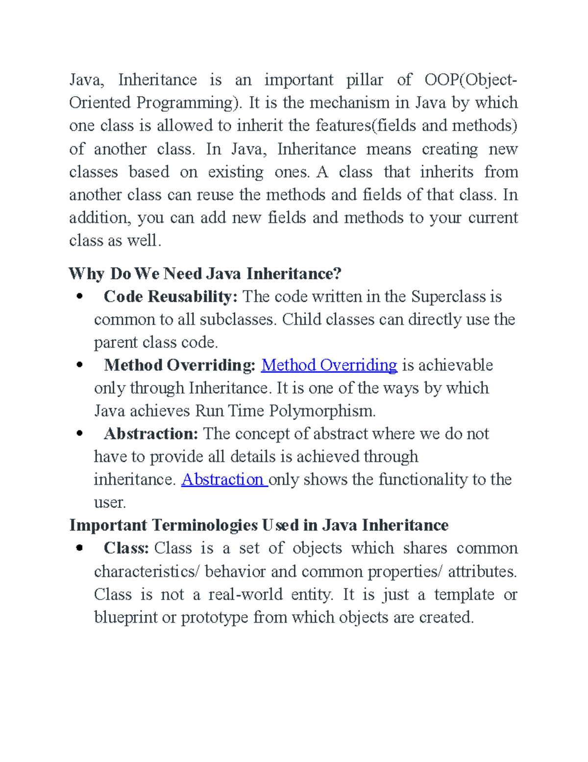 Inhertiance IN JAVA - INHERITANCE LETCTURE NOTES - Java, Inheritance is ...