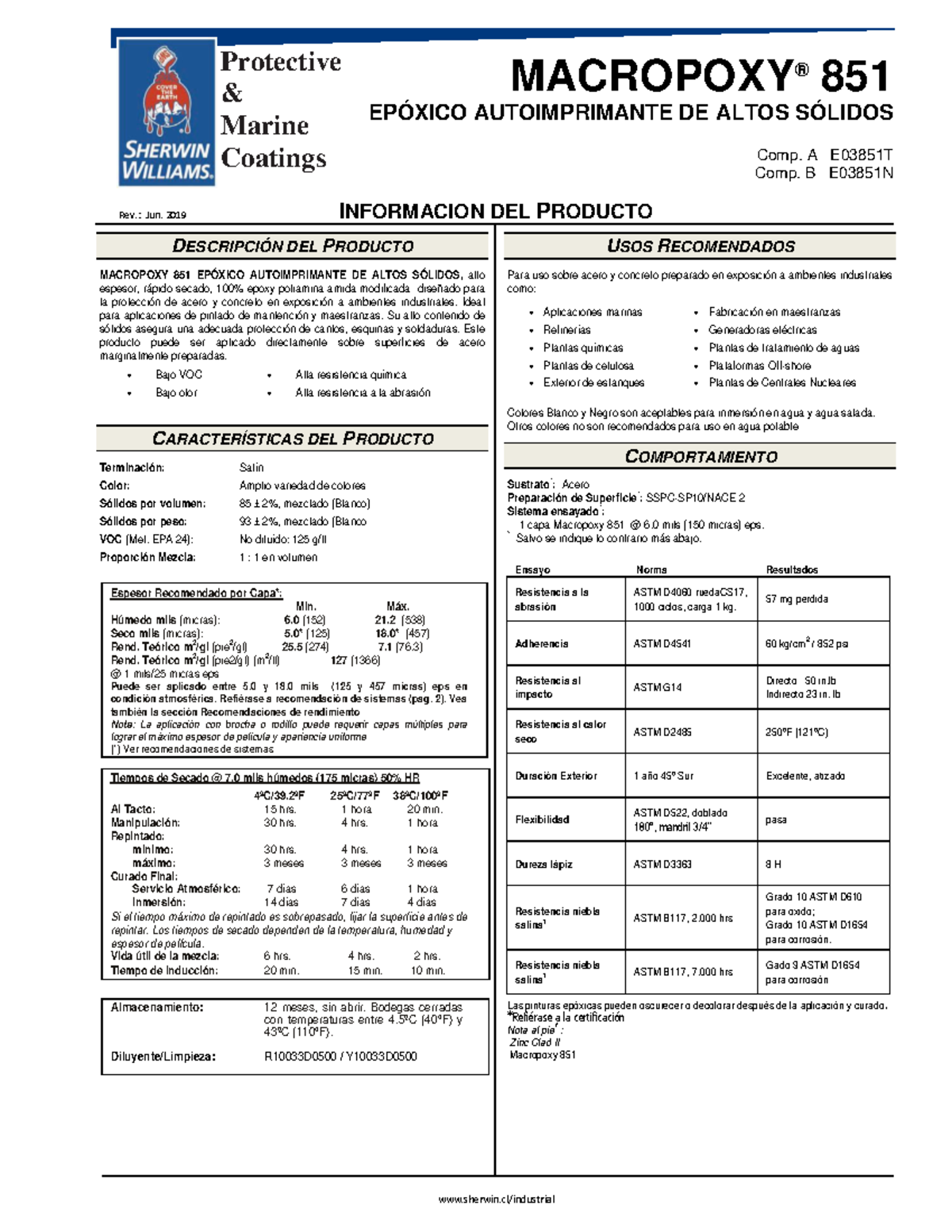 E03851 Macropoxy 851 Jun-19 - & Marine Coatings MACROPOXY ® 851 EPÓXICO ...