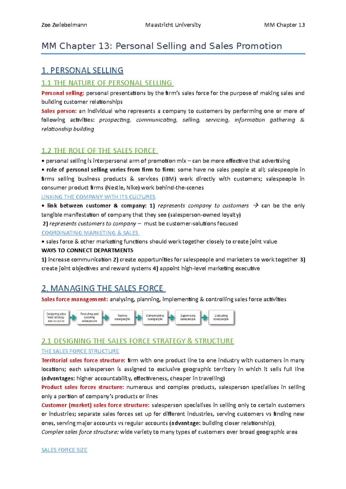 MM-Theory Chapter 13 - MM Chapter 13: Personal Selling and Sales ...