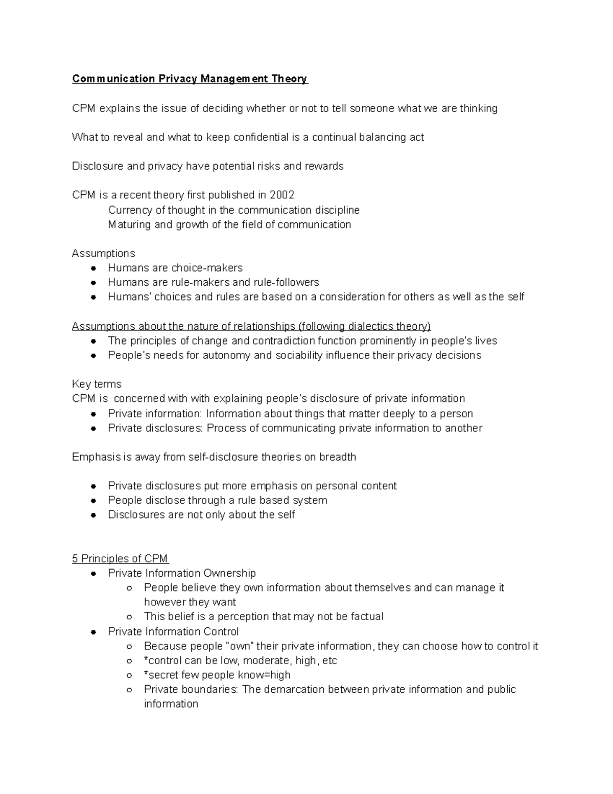 COMM 1100 Ch. 12-13 - Dr. Sean Horan - Communication Privacy Management ...