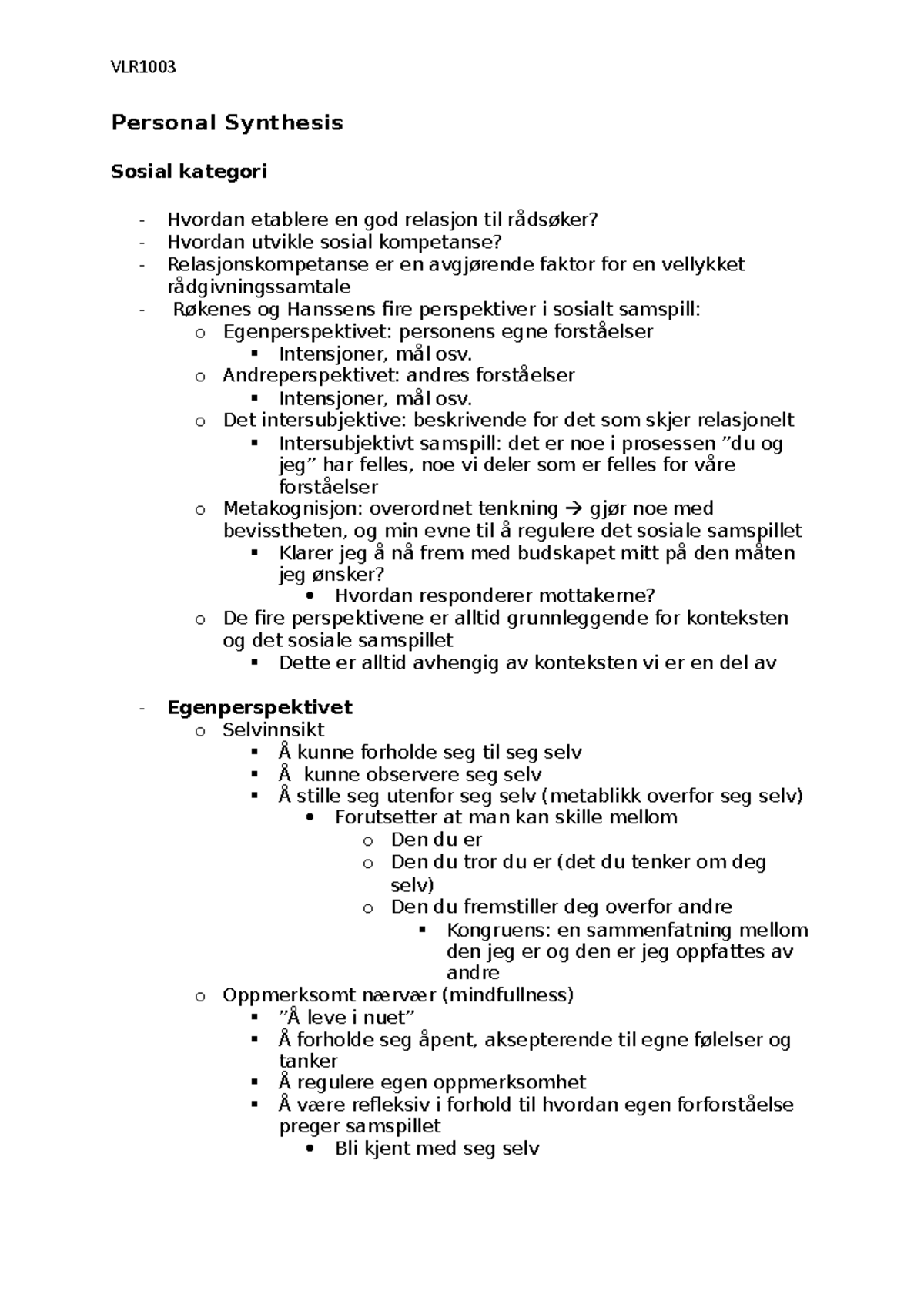 Personal Synthesis - sosial kategori - VLR Personal Synthesis Sosial ...